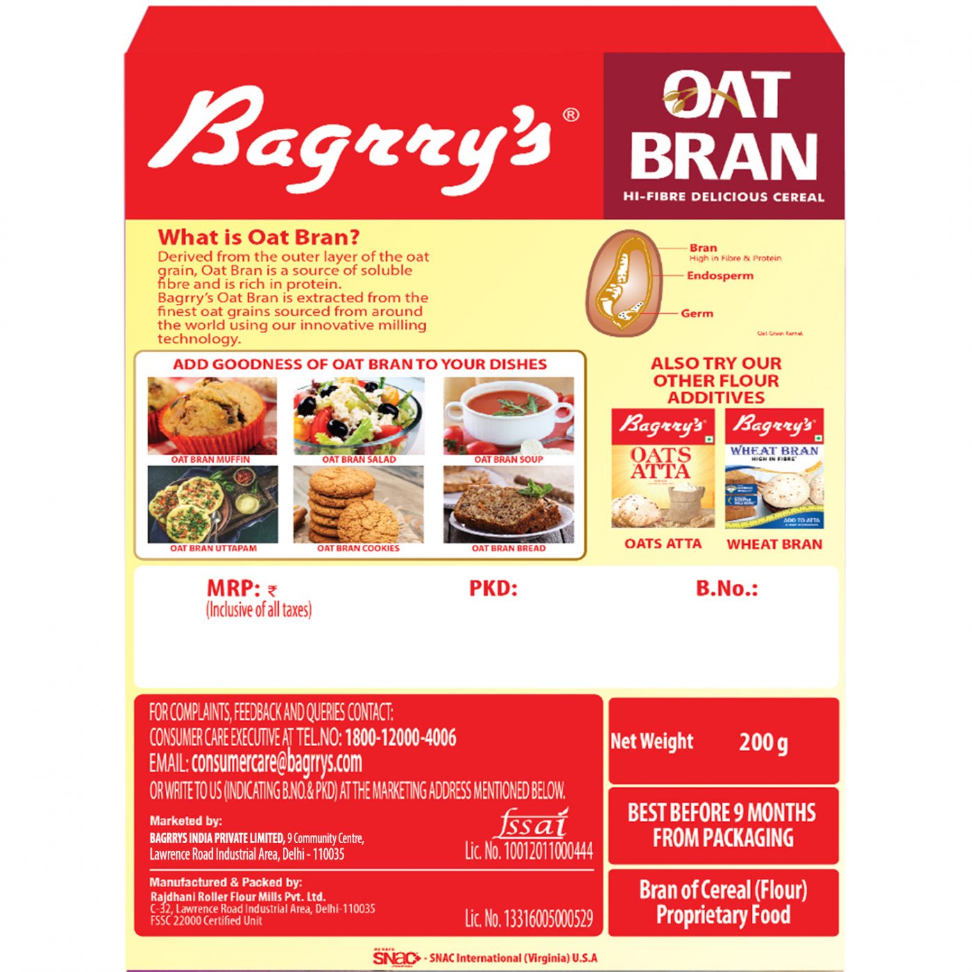 Buy Best Quality Oats Bran | Oat bran Nutrition | Satvikk